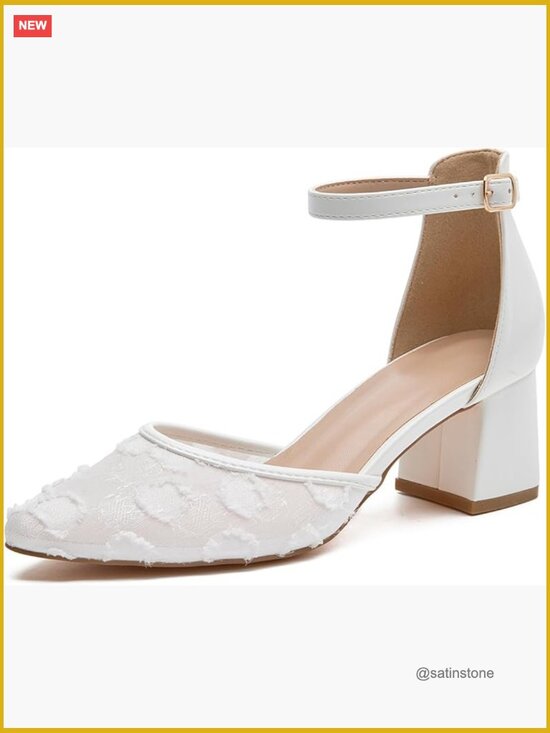 Shoes | Womens Block Low Heel Mesh Ankle Strap Pumps Dressy Work ...